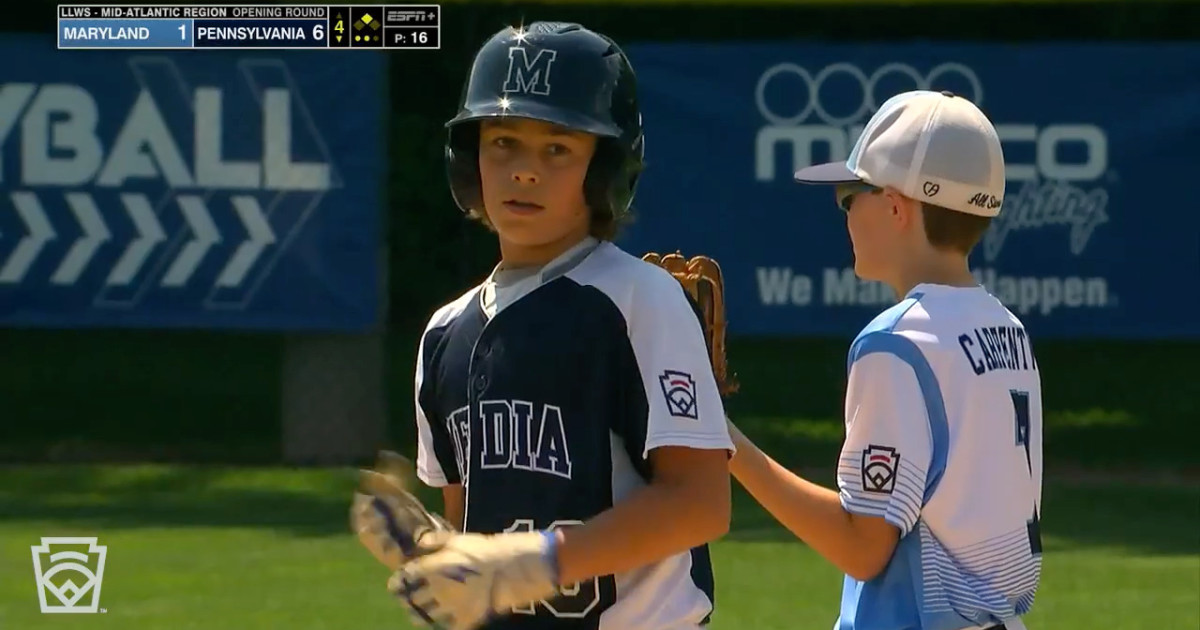 Nolan Gratton lines an RBI double - Little League