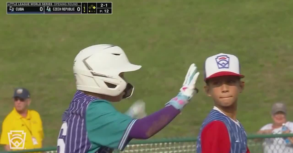 Dominik Maly drives in a run - Little League