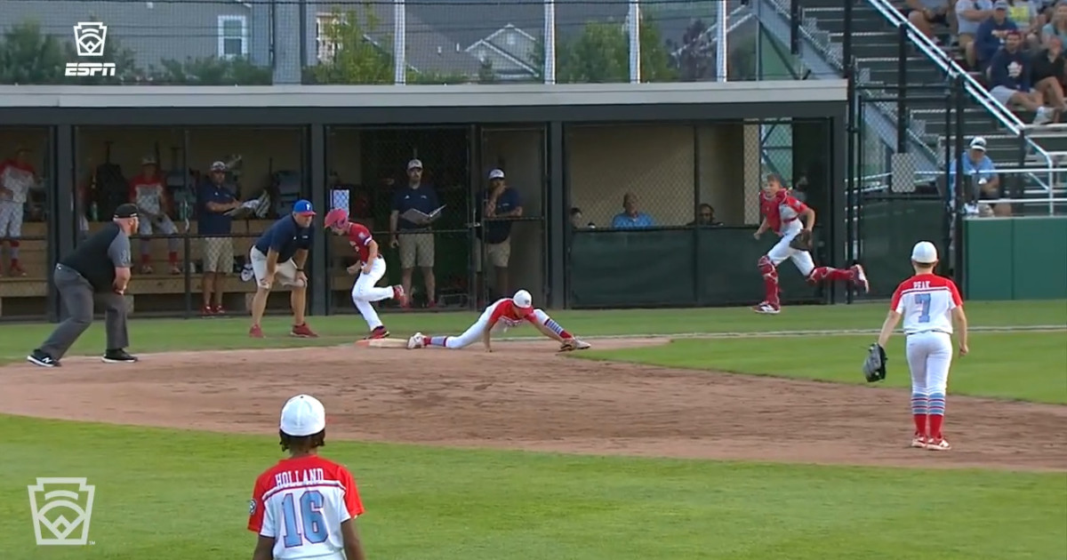 George Hines Stretches for the Out - Little League