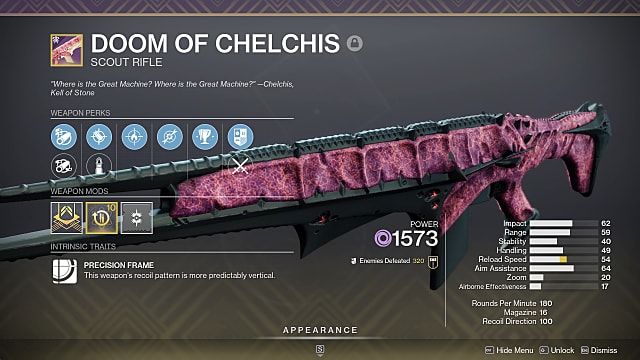 Destiny 2: Doom of Chelchis King’s Fall Scout Rifle God Roll Guide ...