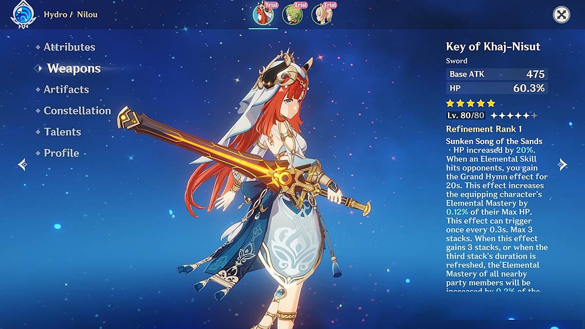 Genshin Impact: Guide des meilleures armes Nilou - Gamingdeputy France