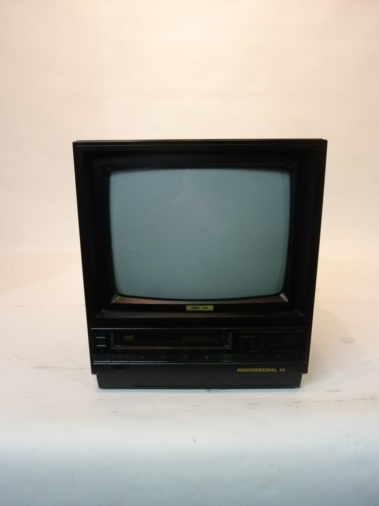 Black Portable TV Monitor with VHS Player | LONDON PROP HIRE