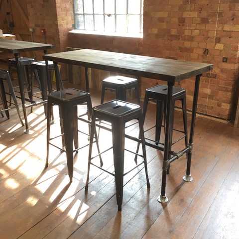 Vintage Industrial Style High Poseur Table | LONDON PROP HIRE