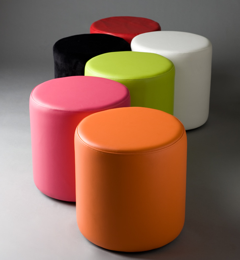 Small Red Round Pouf | LONDON PROP HIRE