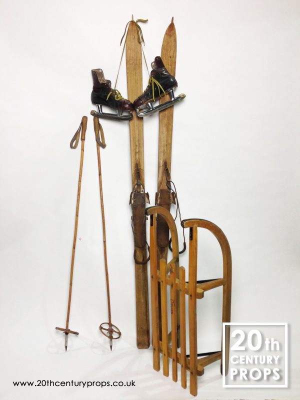 Vintage Ski's, Poles, Sledge & Ice Skates | Vintage Props