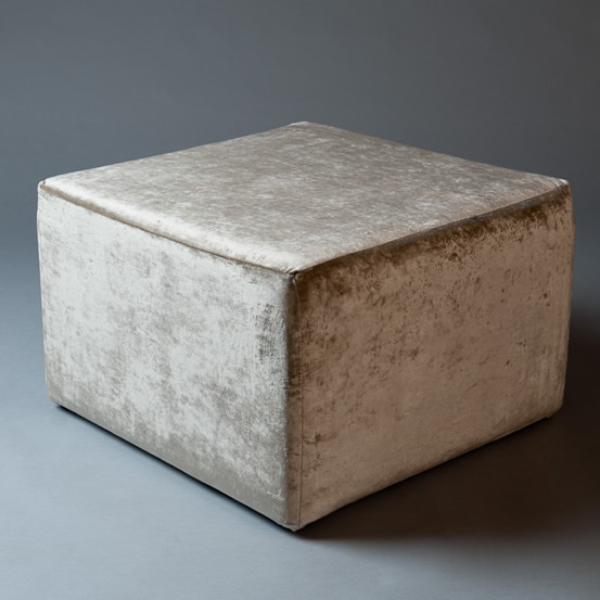 Large Champagne Velvet Square Pouf | LONDON PROP HIRE