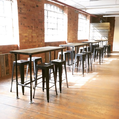 Vintage Industrial Style High Poseur Table | LONDON PROP HIRE
