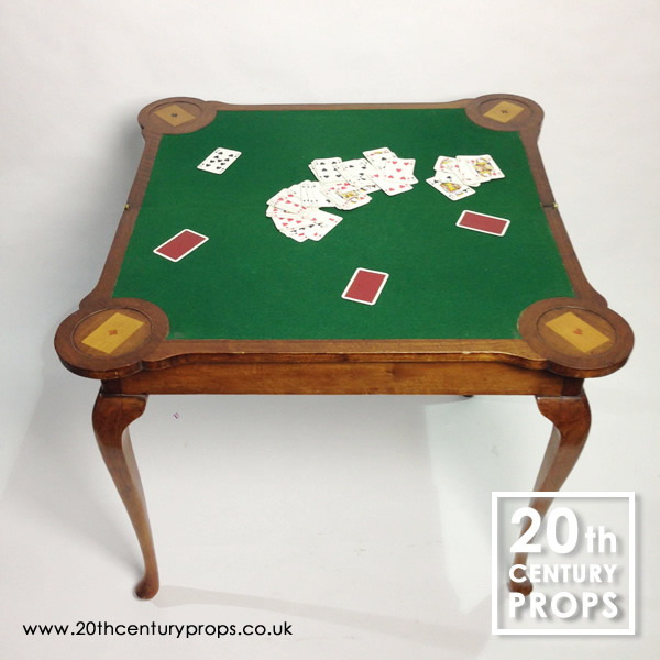Regency Walnut Folding Card, Bridge, Poker Table | 20th Century Props
