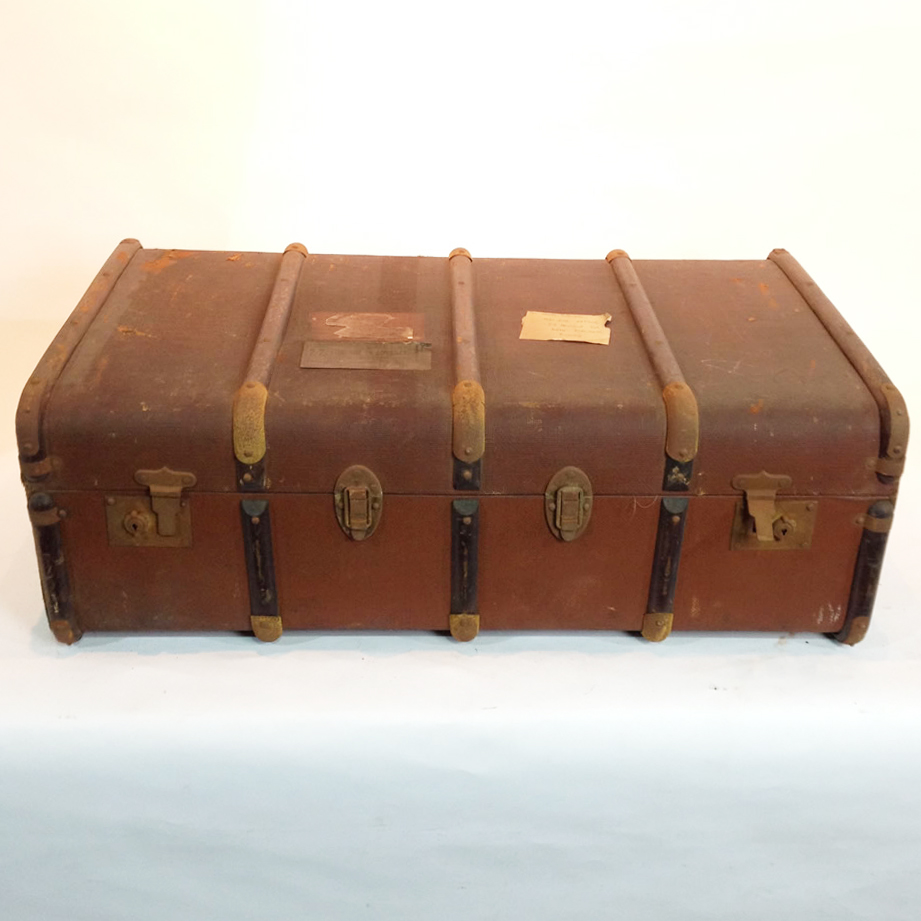 Long Brown Vintage Travel Trunk | LONDON PROP HIRE
