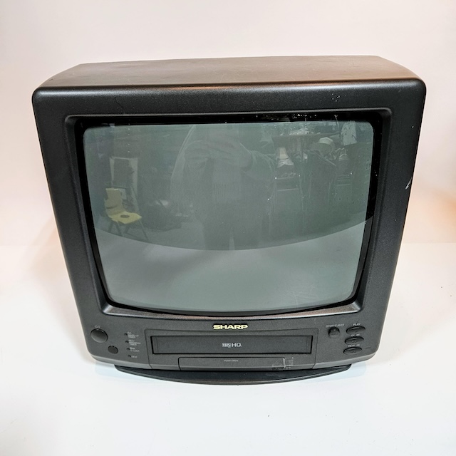 Fully Working Sharp Colour TV With VHS Player (13.5") | 20th Century Props