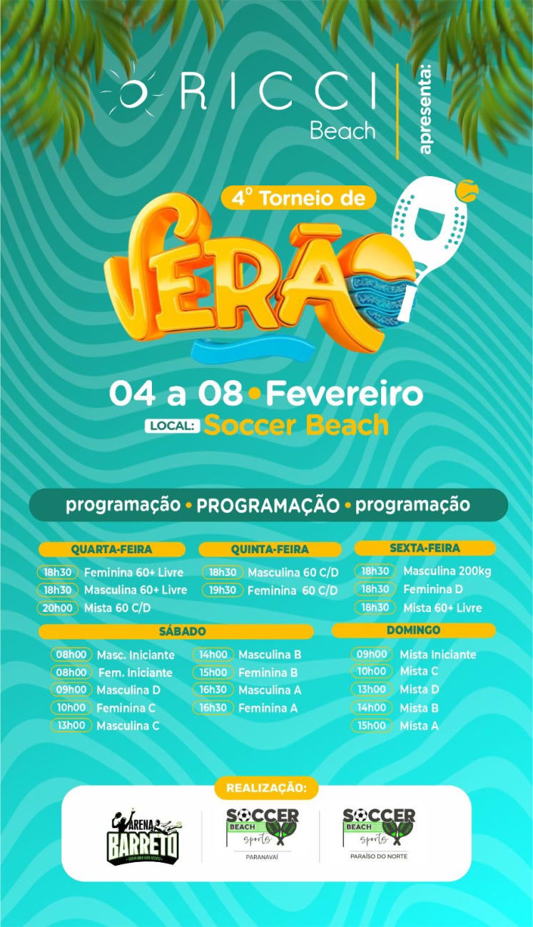 Informações do Torneio 4° Torneio de verão Etapa Ricci / Soccer beach ...