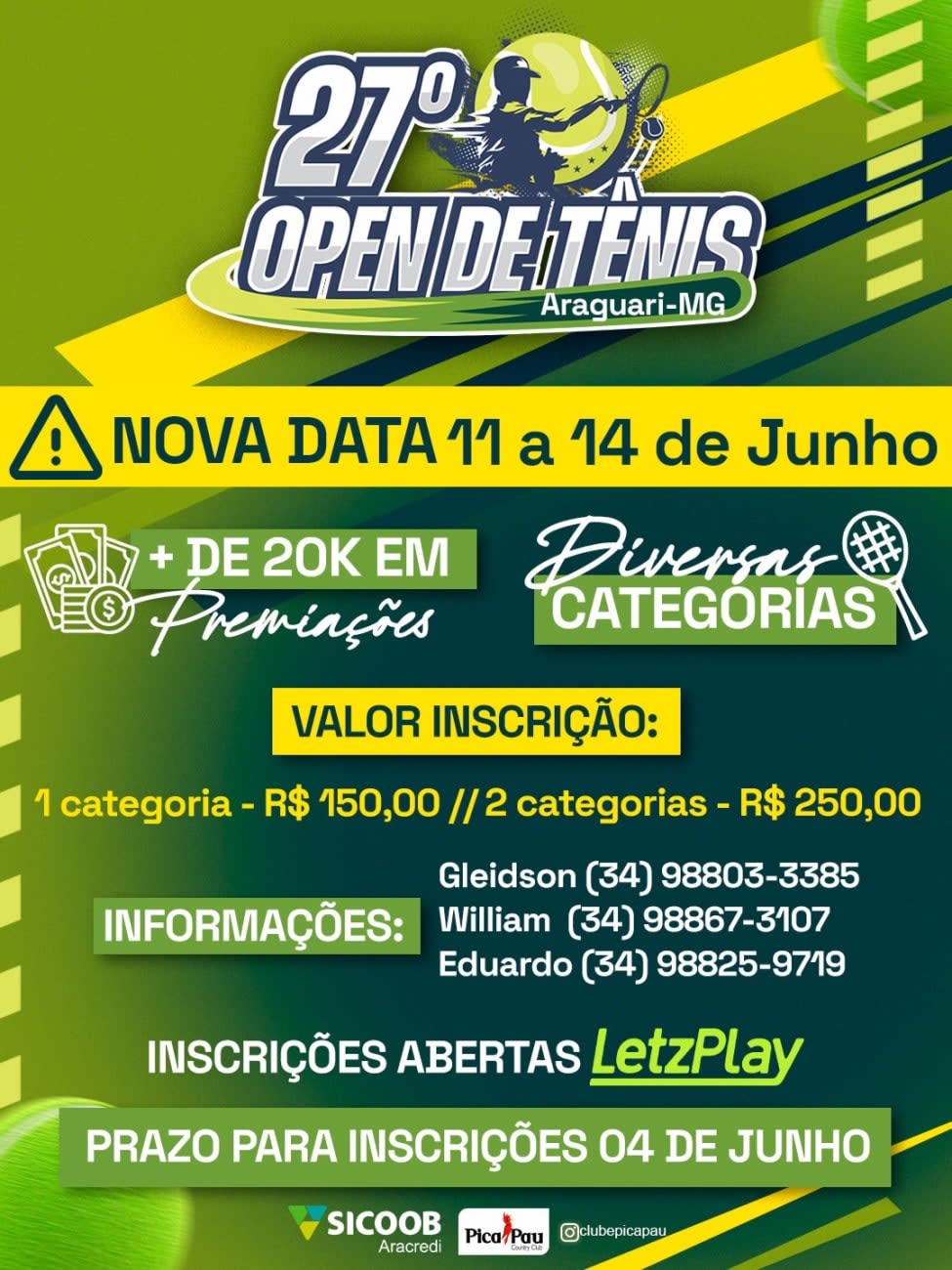 Informações do Torneio 27º Pica-Pau Open de Tênis - Letzplay