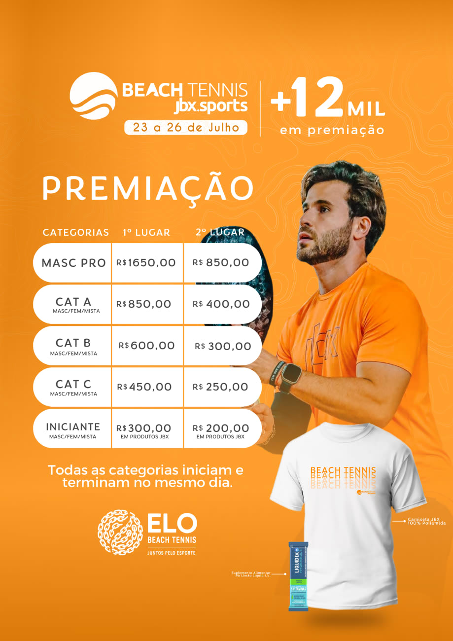 Informações do Torneio Torneio JBX Sports Beach Tennis - Letzplay