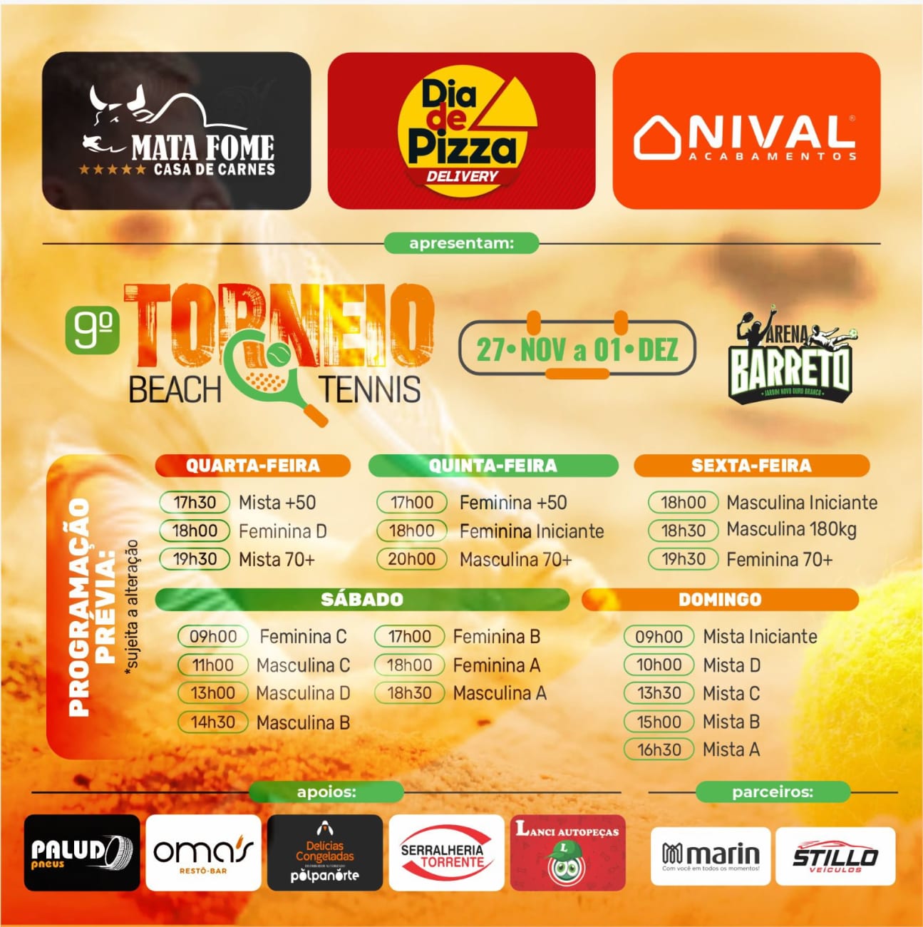 Informações do Torneio 9º Torneio Arena Barreto de Beach Tennis - LetzPlay