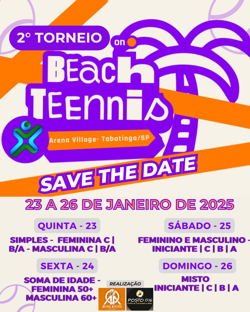 Informações do Torneio 2° Torneio On Beach Tennis Arena Village - LetzPlay