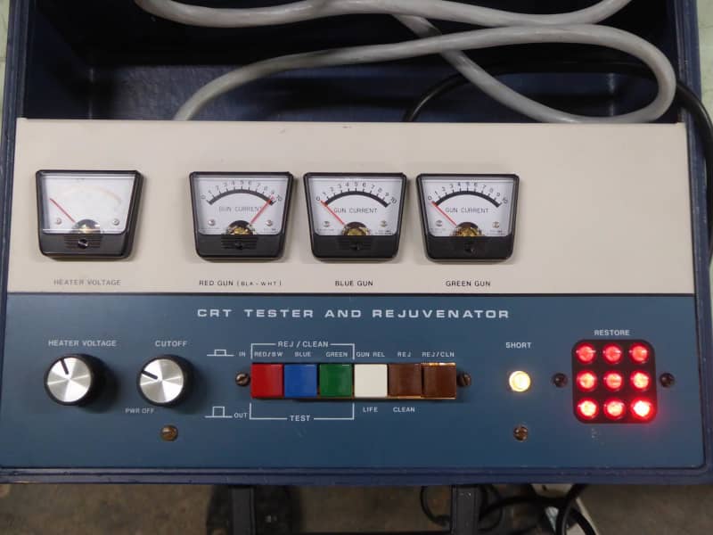 Practical control panel in portable case with meters, knobs, coloured ...