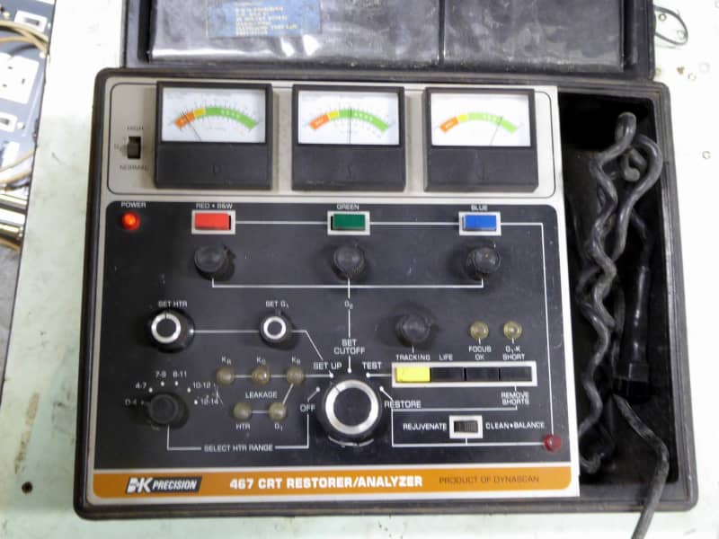 Practical control panel in portable case with meters, knobs, coloured ...