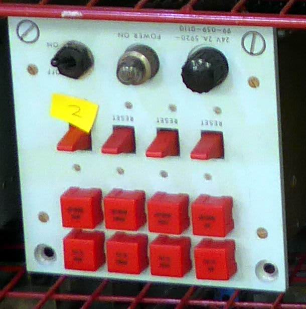 Admiralty blue navy panel with red square buttons & red lever switches ...