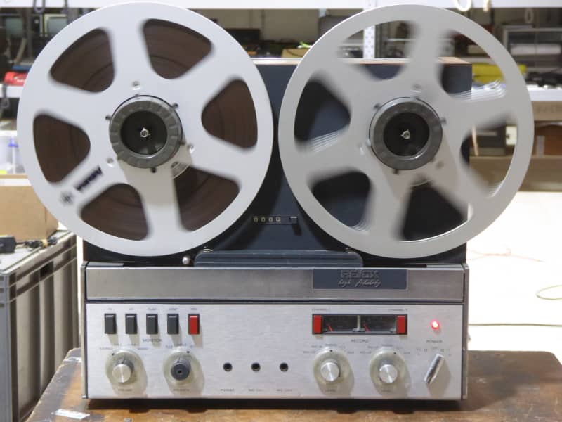 Practical 1970s Revox reel to reel tape recorder with large tape spools | Electro Props Hire