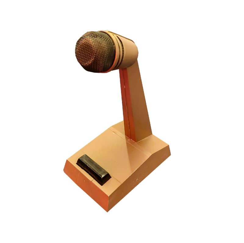 1960s period brown desktop microphone with Press To Talk button ...