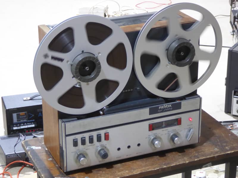 Practical 1970s Revox reel to reel tape recorder with large tape spools | Electro Props Hire