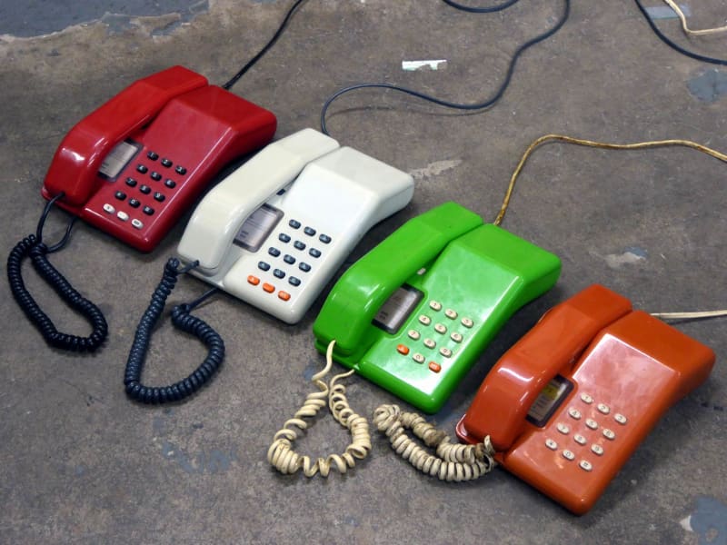 Coloured BT Viscount telephones | Electro Props Hire