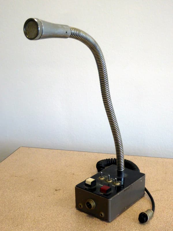 Period desktop/console goose neck microphone with buttons & switches ...
