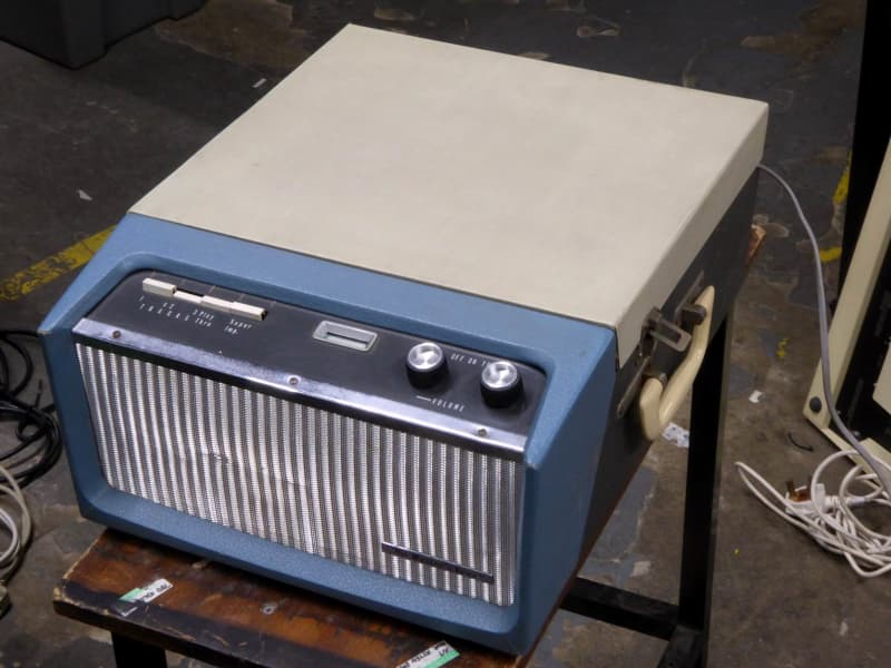 Practical, portable 1960s HMV domestic reel to reel tape recorder | Electro Props Hire