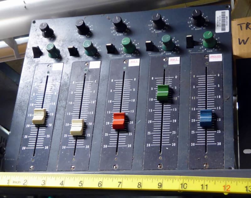 Recording/radio studio panels with faders | Electro Props Hire