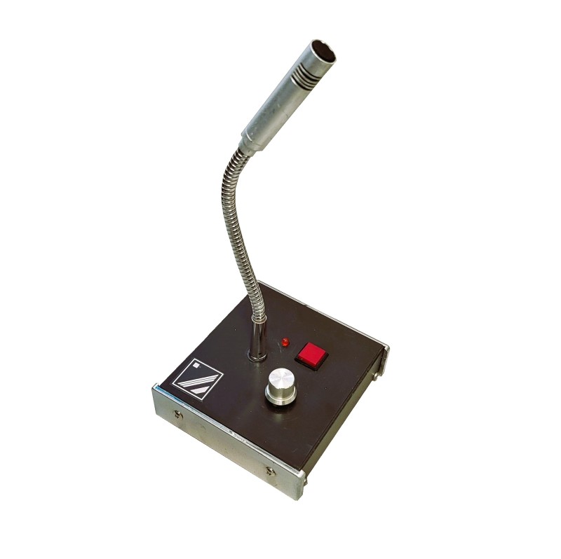 Black & Chrome Intercom Microphone With Red LED Light | Electro Props Hire