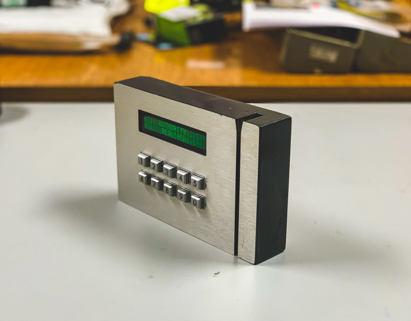 Practical modern looking card swipe entry panel with keypad and green ...