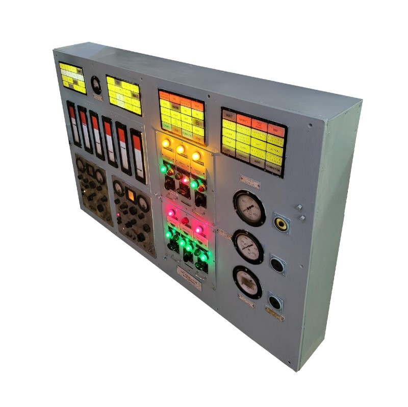 Practical very large industrial control panel with analogue meters ...