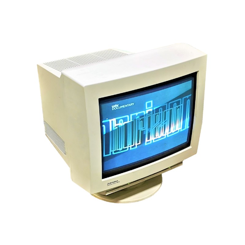 Practical 1990s beige 15" VGA computer monitor on swivel stand ...