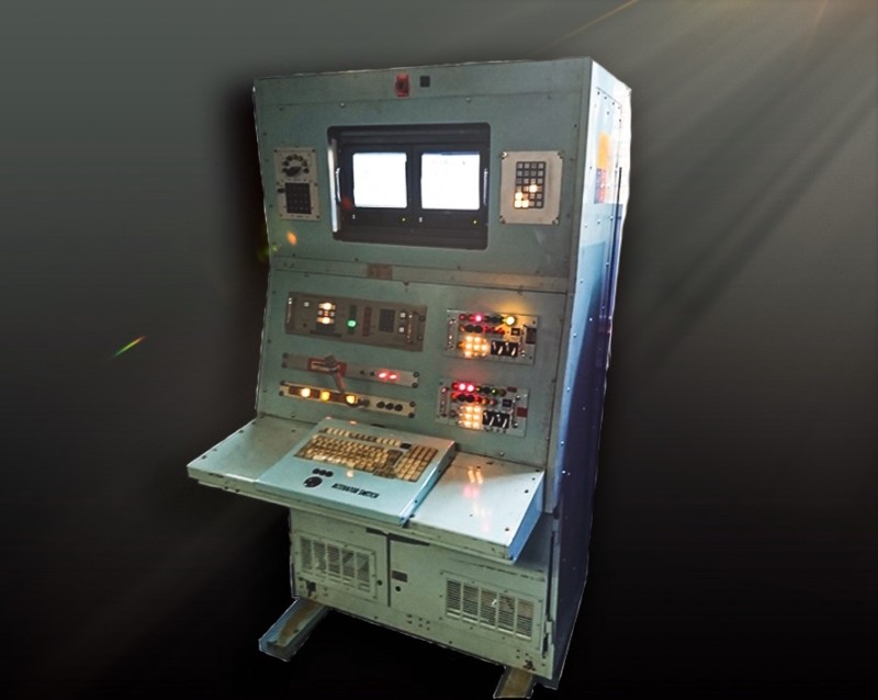 Navy/cold war upright practical console | Electro Props Hire