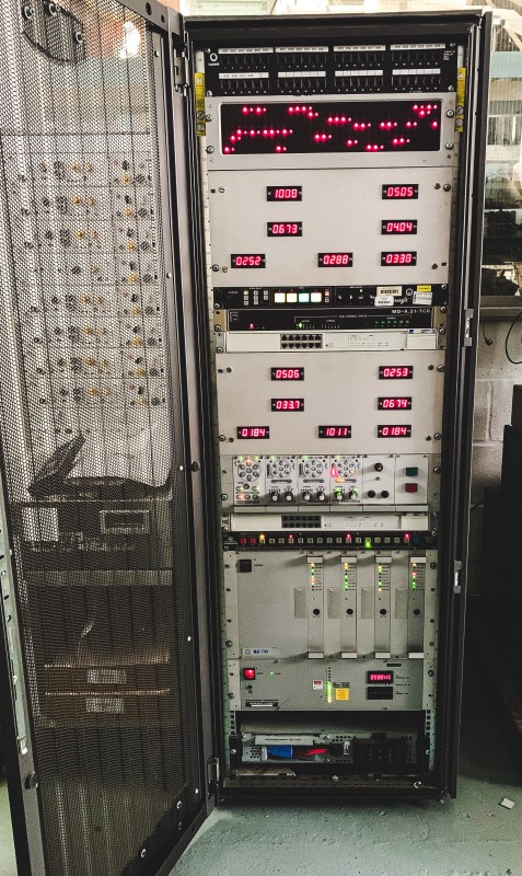 Modern looking server rack with mesh front door | Electro Props Hire