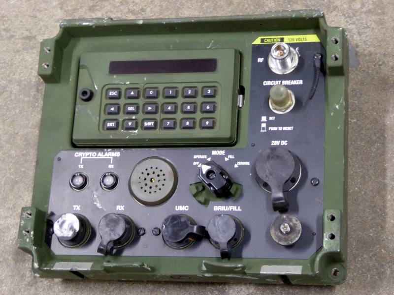 Khaki/olive green military encrypted radio communications panels ...