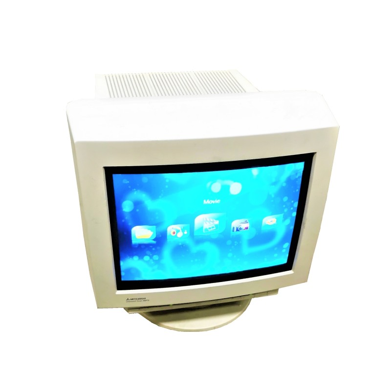Practical 1990s beige 15" VGA computer monitor on swivel stand ...