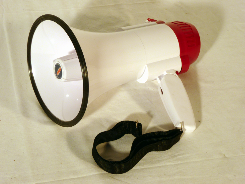Practical small sized modern megaphone with inbuilt microphone ...