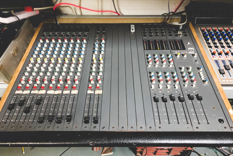 Large vintage practical Allen & Heath audio mixer | Electro Props Hire