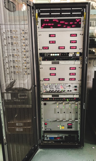 Modern, large glass fronted server racks | Electro Props Hire