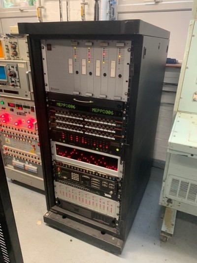 Modern looking server rack with mesh front door | Electro Props Hire