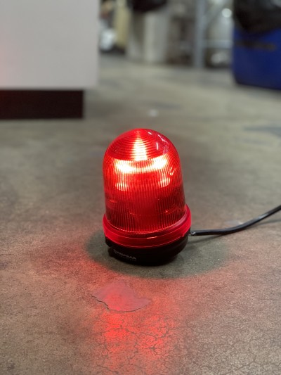 Red beacon lights on poles (static) | Electro Props Hire