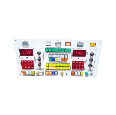 Panel with coloured LEDs & columns of buttons | Electro Props Hire