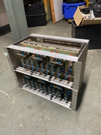 Practical 1980s upright Telequipment oscilloscope in blue & silver | Electro Props Hire