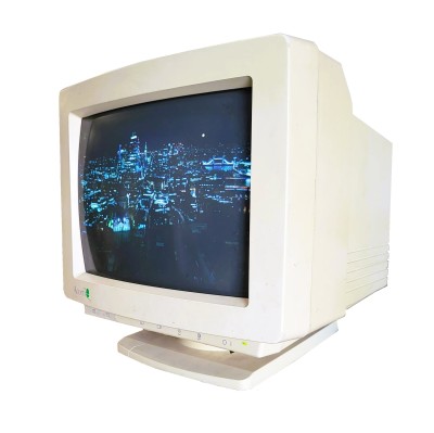 Practical 1990s beige 15" VGA computer monitor on swivel stand ...
