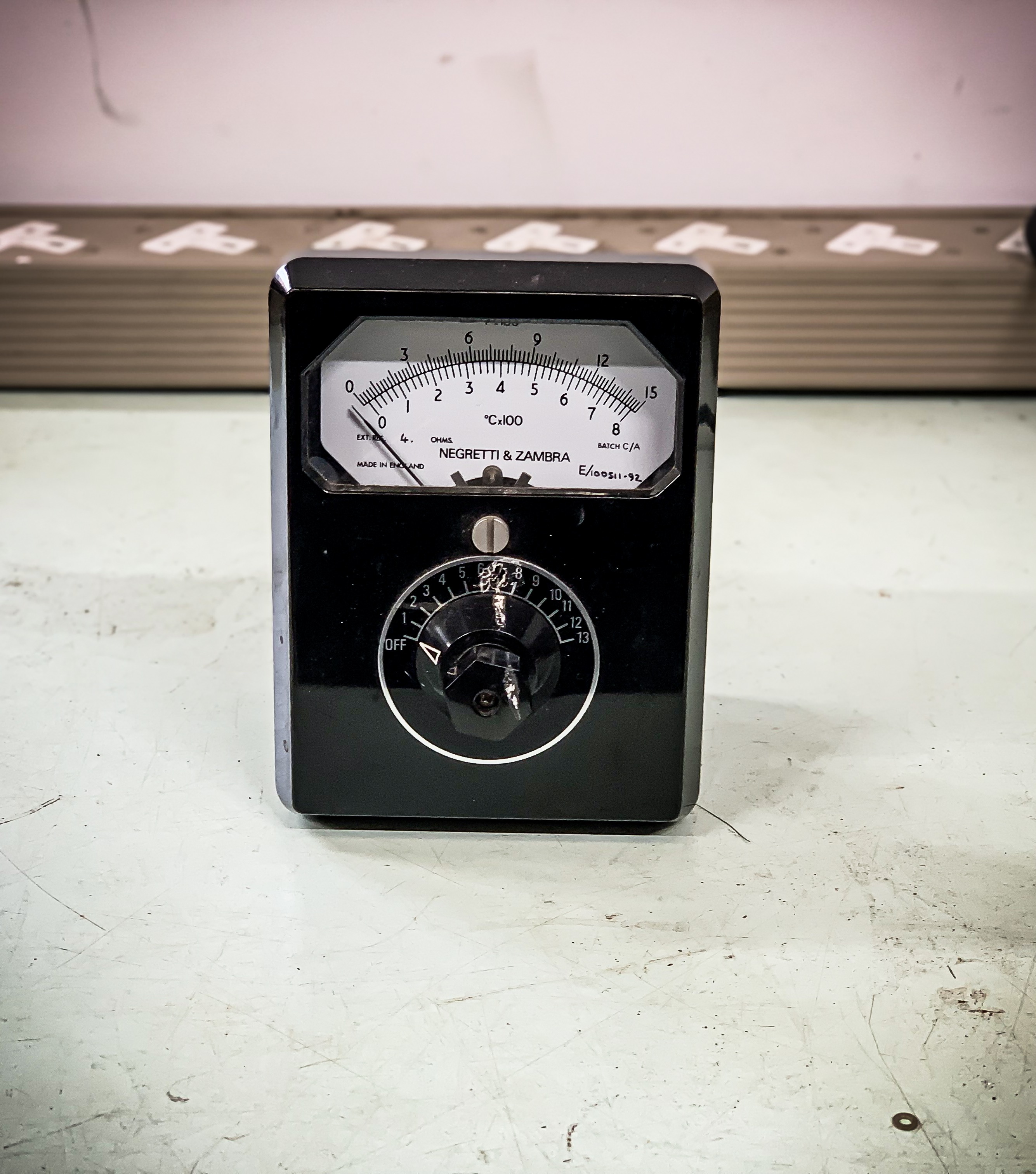 Small black meter/dial (Negretti & Zambra) | Electro Props Hire