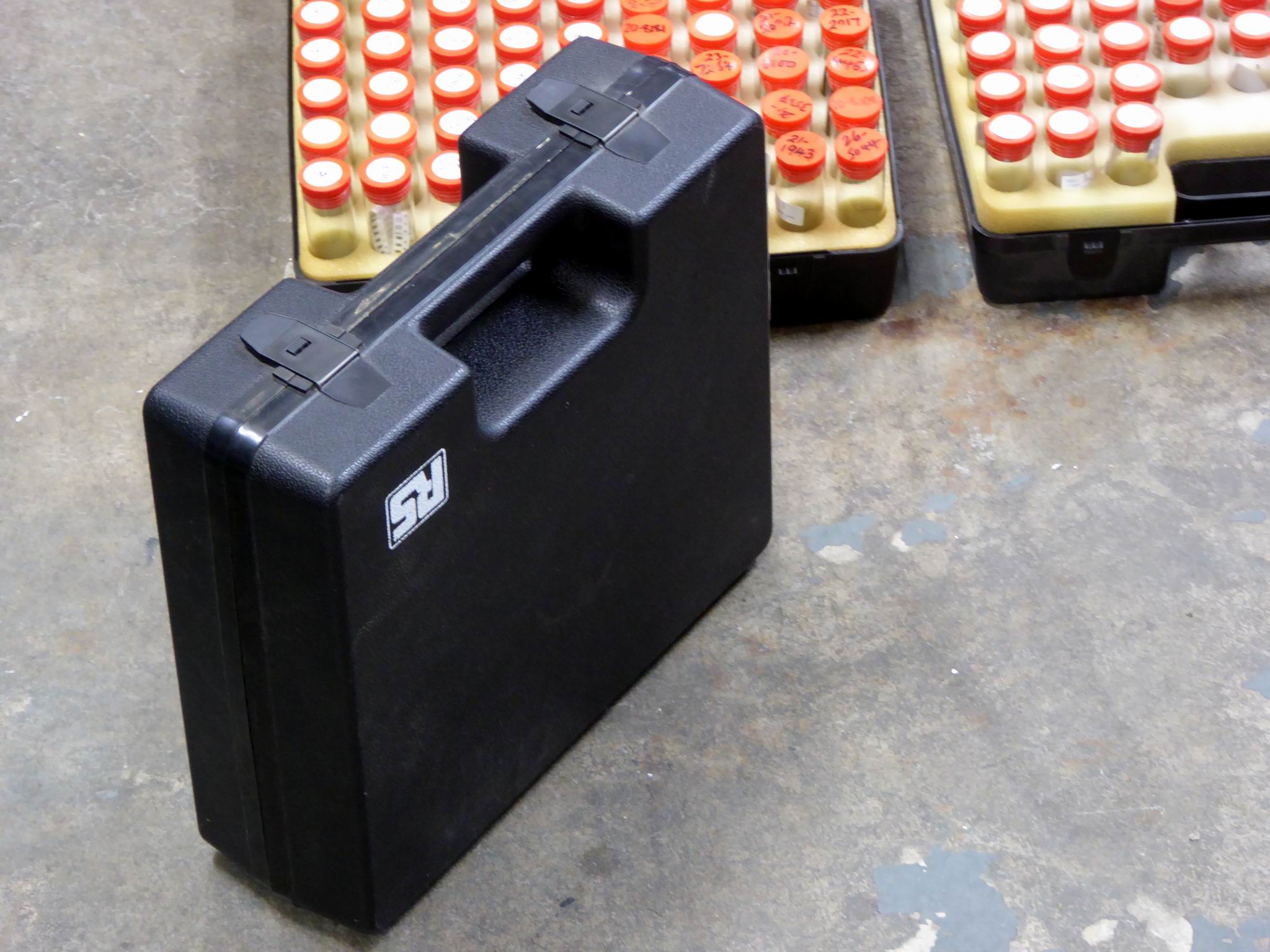 Sample vials/test tubes/component tubs in rugged plastic cases ...