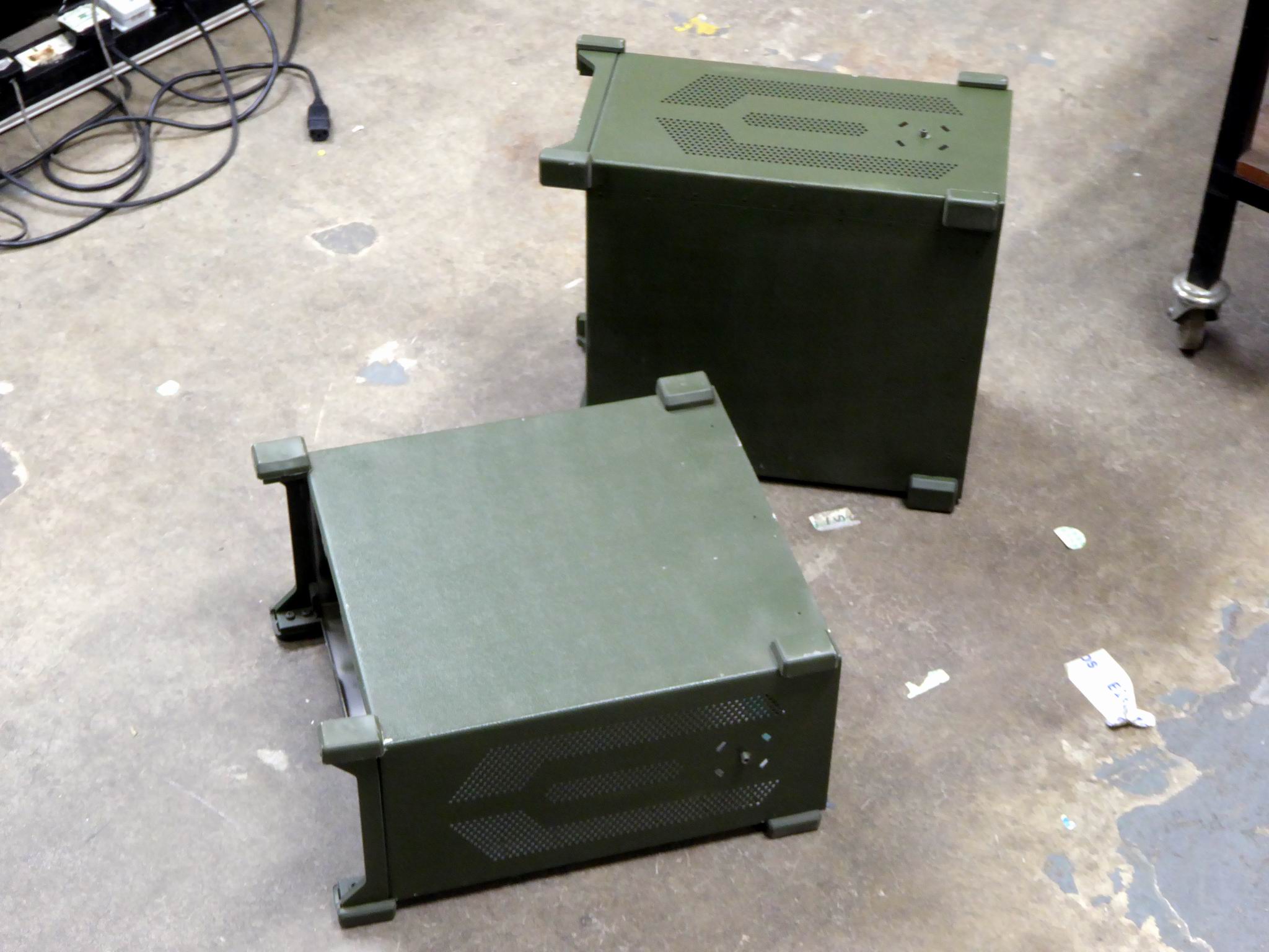 Khaki/olive green army military cases with ruggedised corner bumpers ...
