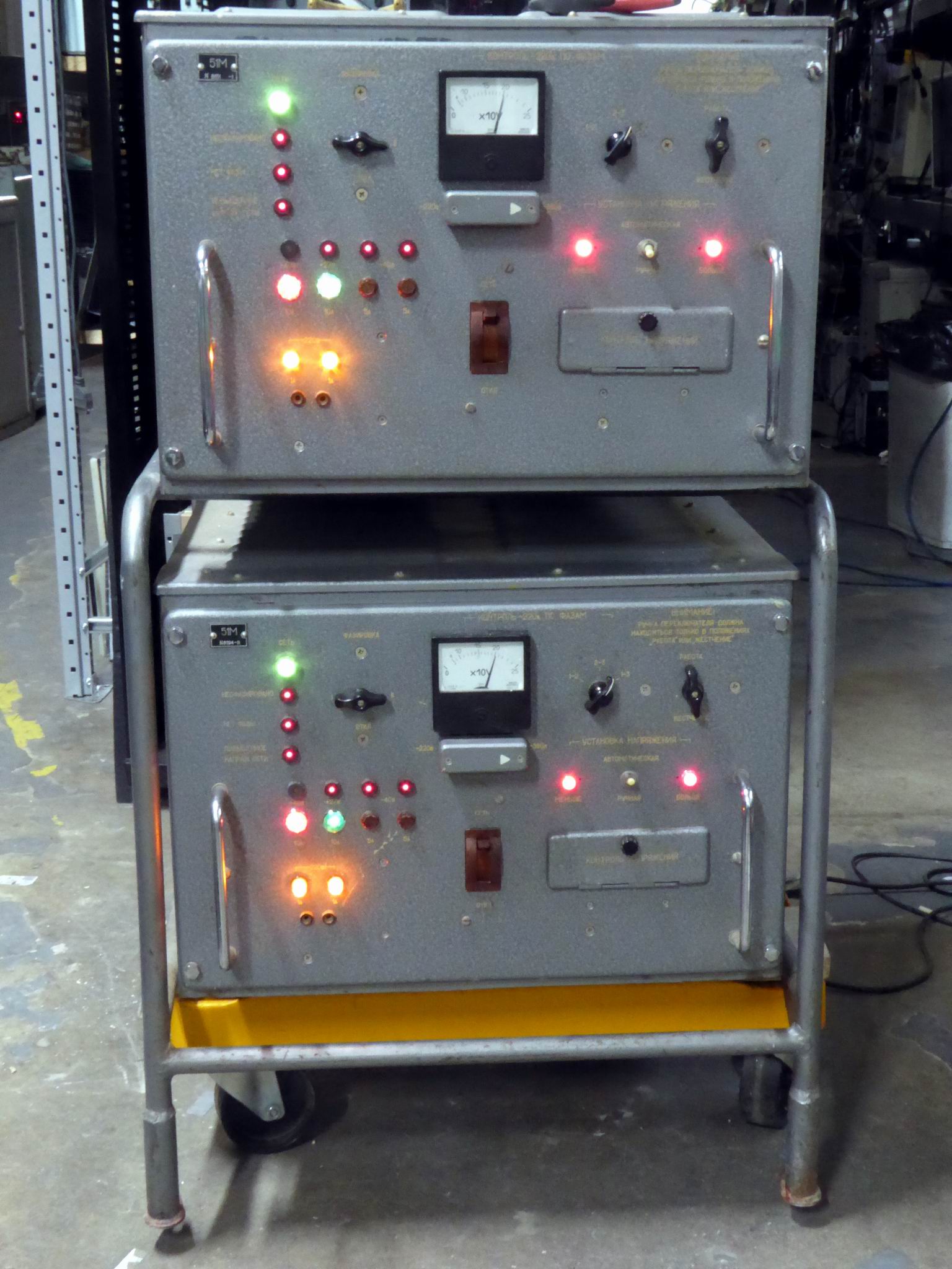 Practical twin Russian/Soviet Union cold war radio transmitter cabinets ...