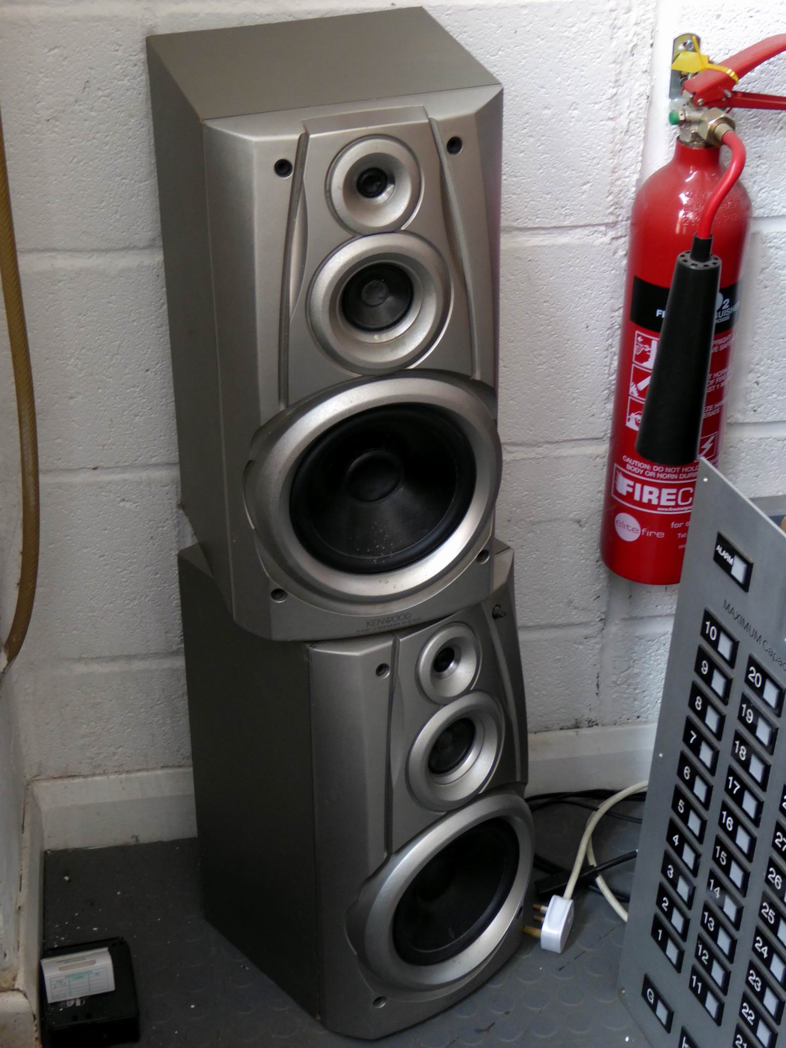 Silver Japanese hi-fi speakers | Electro Props Hire